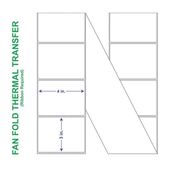 4" x 3" General Use Fan Fold Labels, w/ Perf Thermal Transfer Labels ...