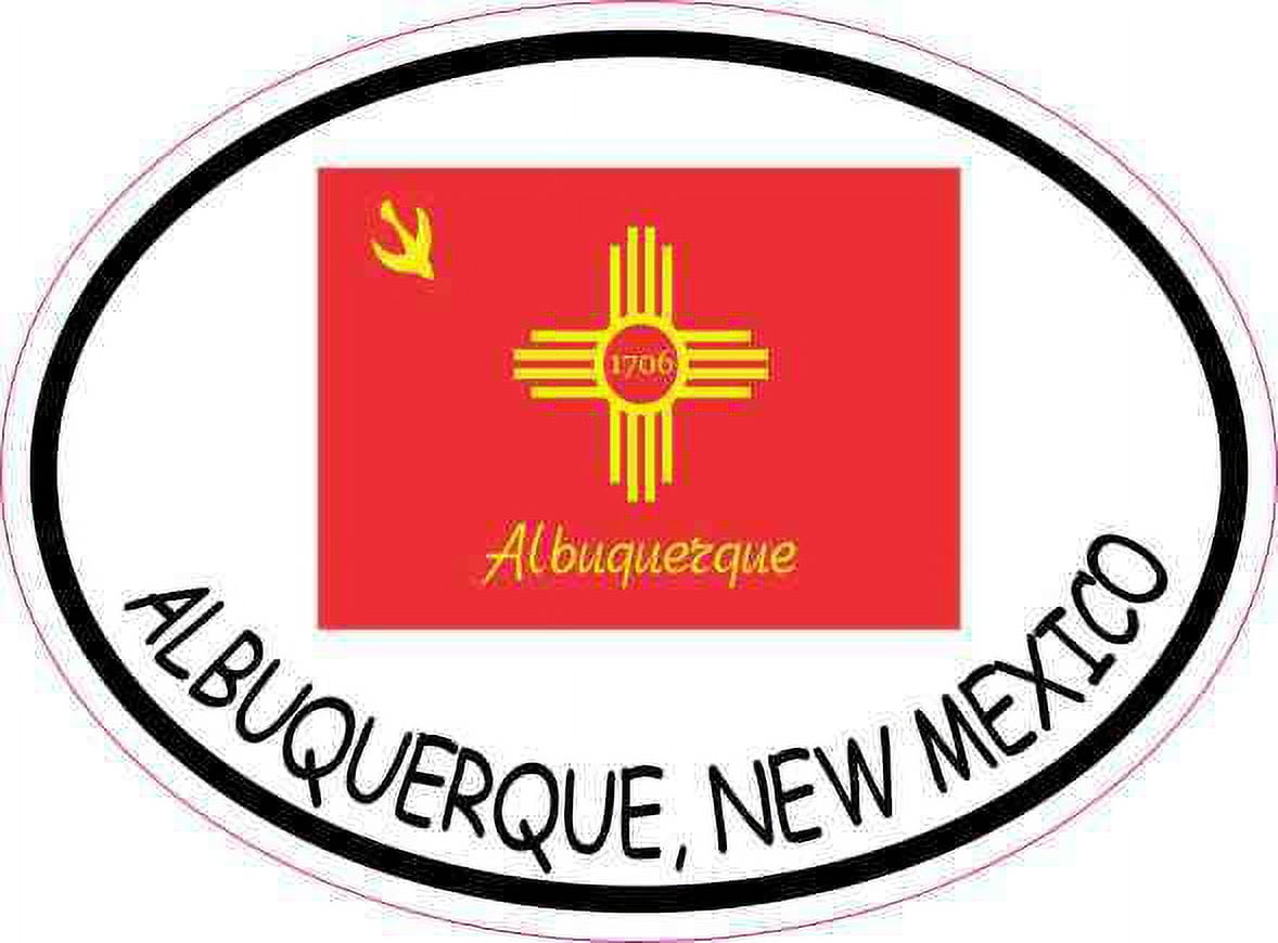 4 x 3 Oval Albuquerque New Mexico Flag Sticker Vinyl Car Luggage ...