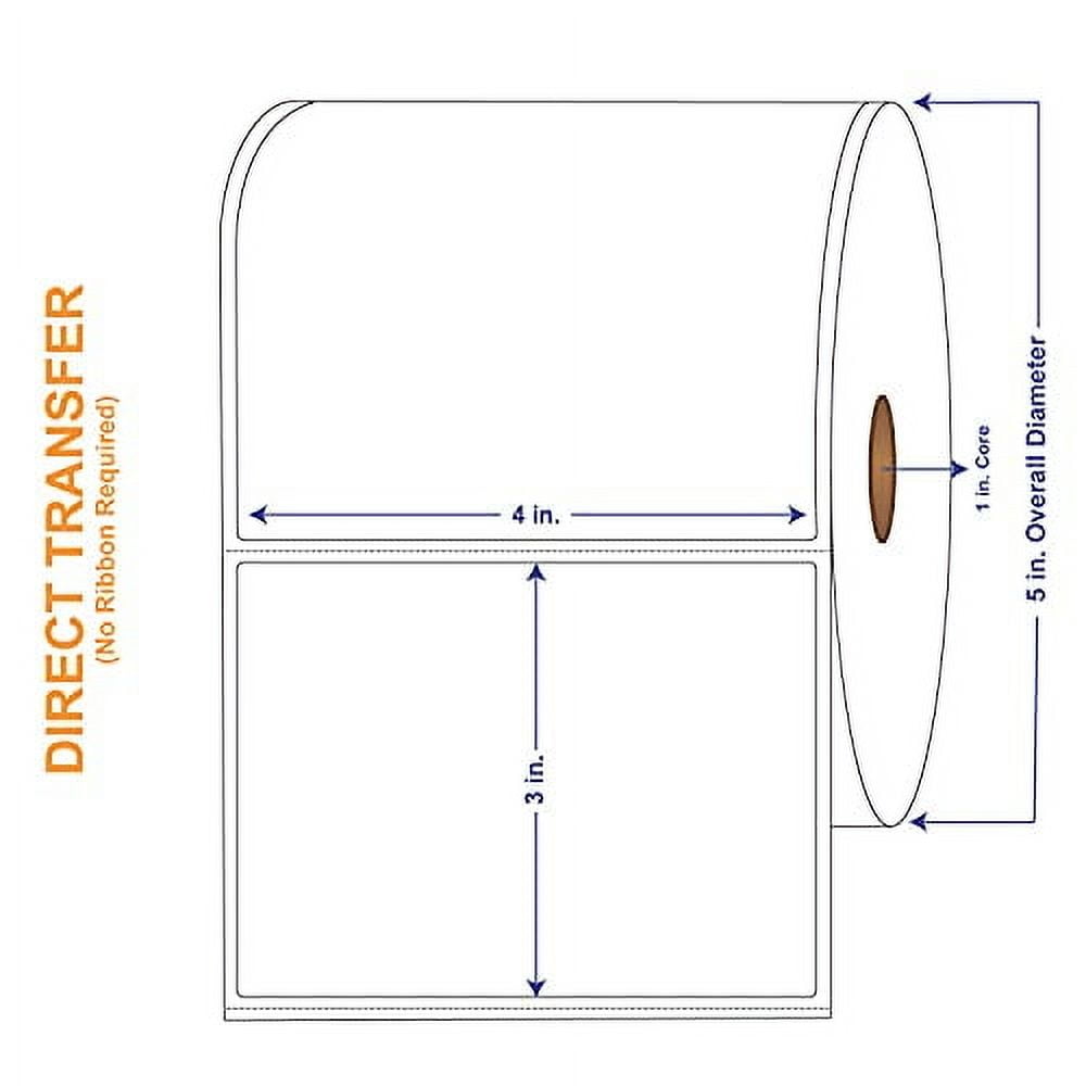 4" x 3" White Direct Print Thermal Labels, 850 per roll (4 Rolls per ...