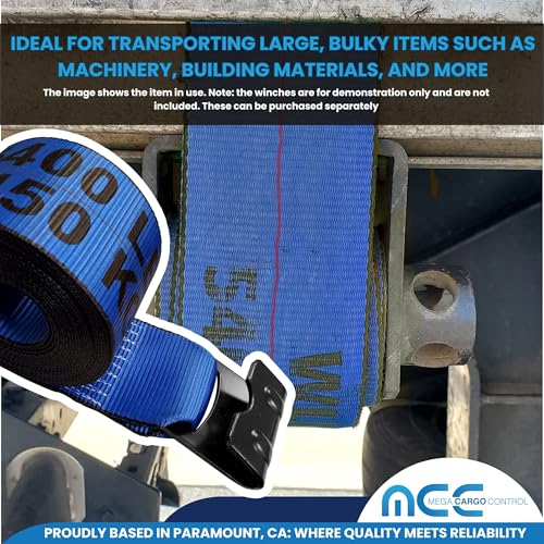 4" x 30' Heavy Duty Winch Straps w/Flat Hook - Pack of 4, Blue Tie ...