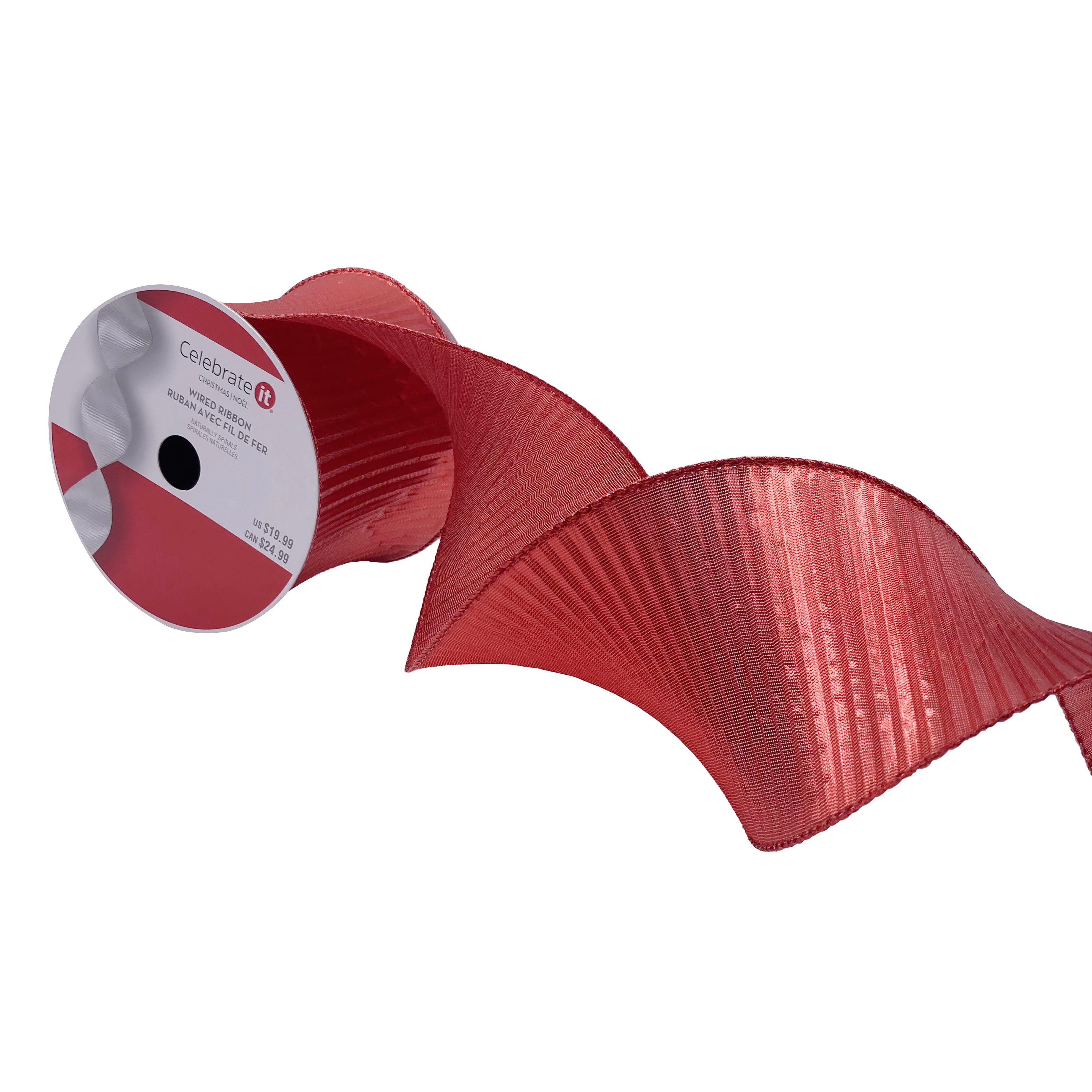 Celebrate it Christmas Red Wired Ribbon 4inx30ft - Walmart.com