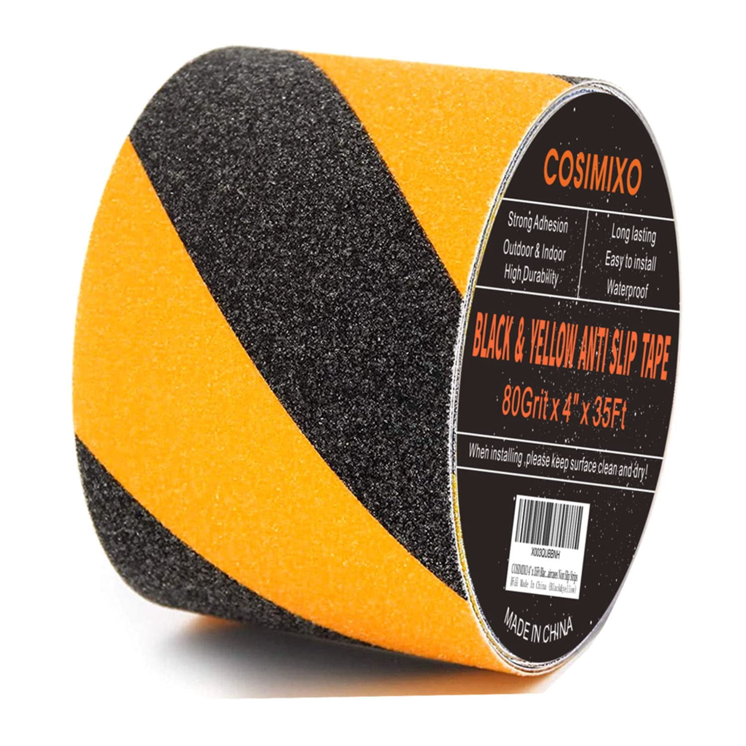 4" x 35Ft Black&Yellow Heavy Duty Anti Slip Tape for Stairs Outdoor ...