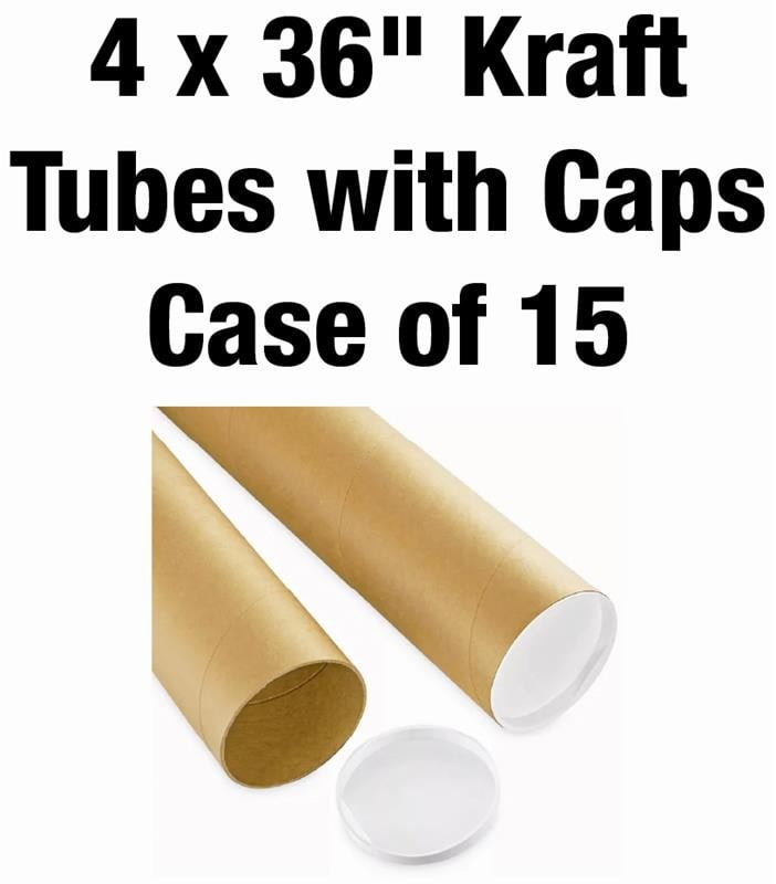 4 x 36" Kraft Tubes with Caps Case of 15 - Walmart Business Supplies