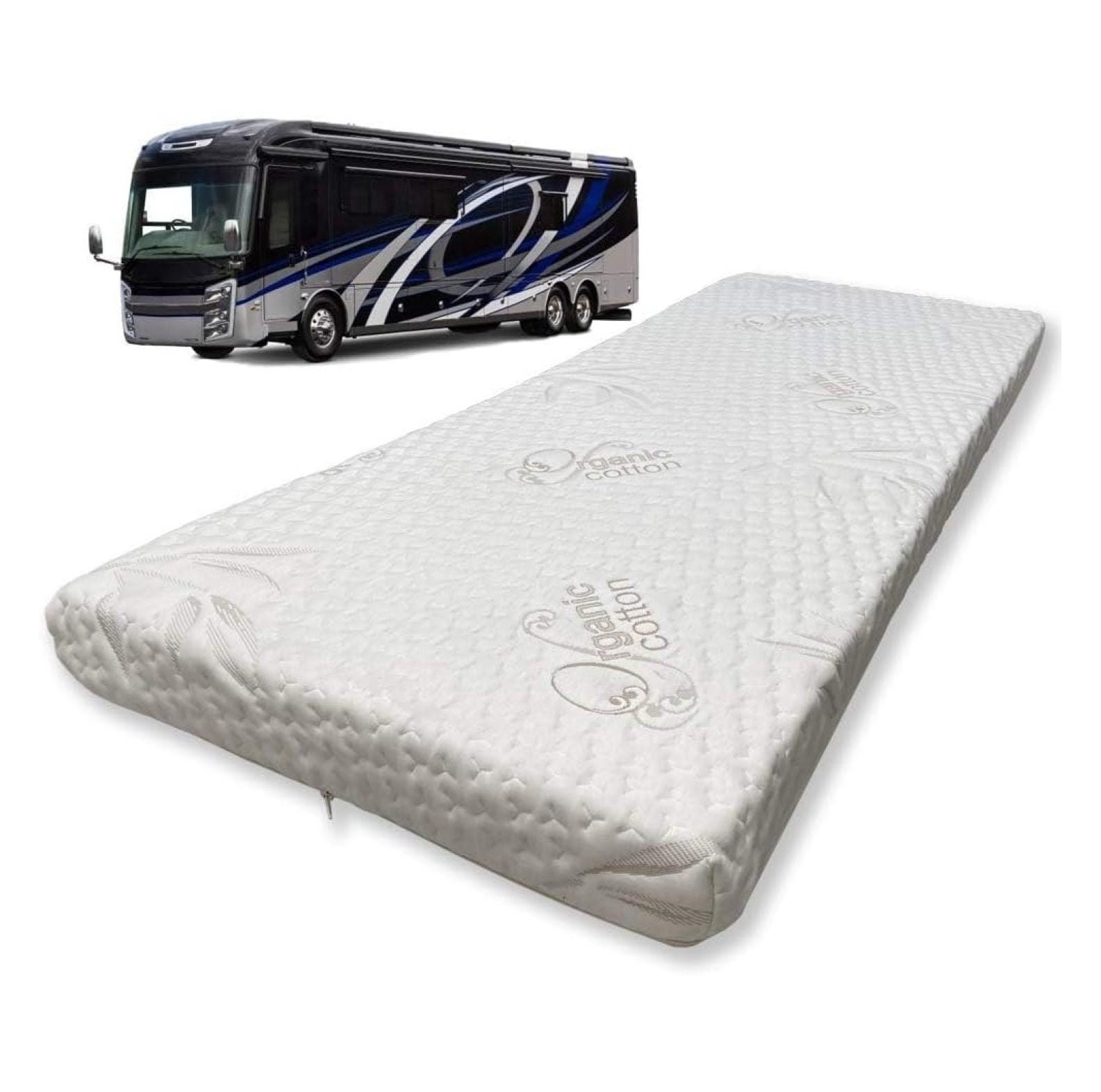 4” x 36” x 72” Camper/RV Travel Gel Memory Foam Bunk Mattress, Organic ...