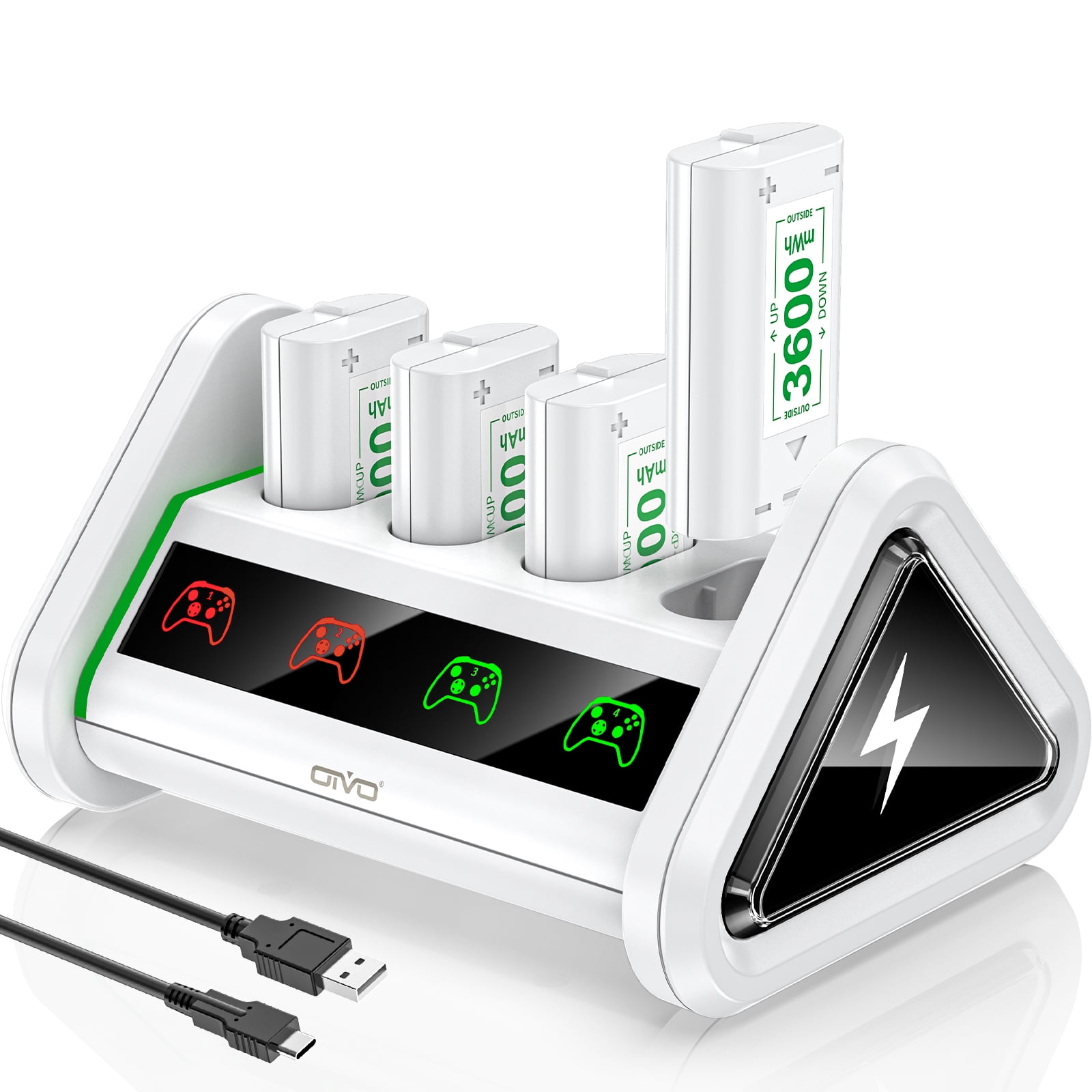 4-Pack Xbox Rechargeable Battery Pack & Charger, Compatible with One/S ...