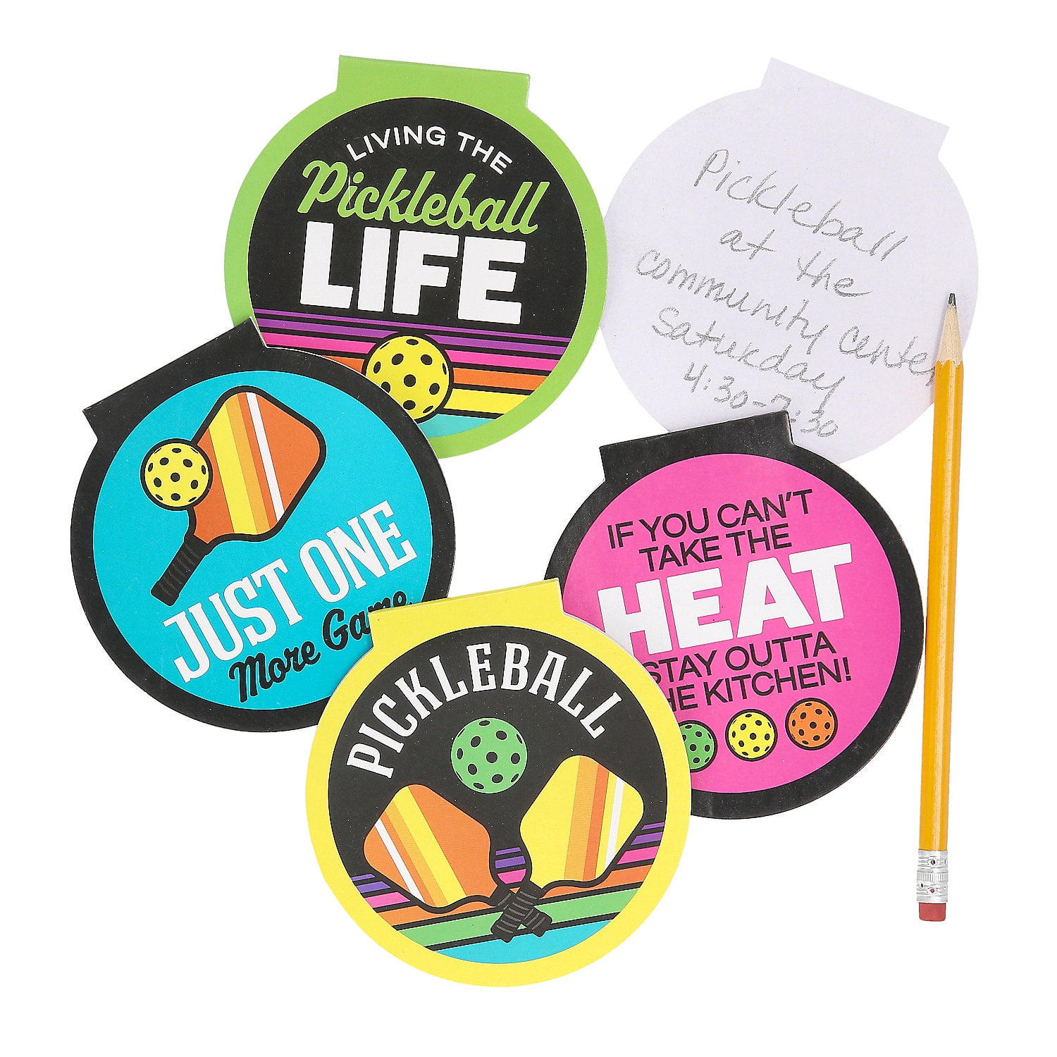 4" x 4" 25 pg. Pickleball Party Round Notepads Assortment - 24 Pieces ...