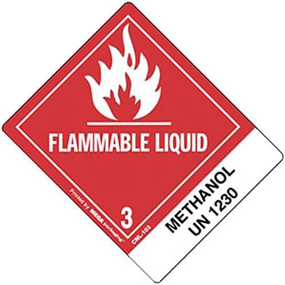 4" x 4-3/4" Flammable Liquid - Methanol UN1230 Labels (500 per Roll ...