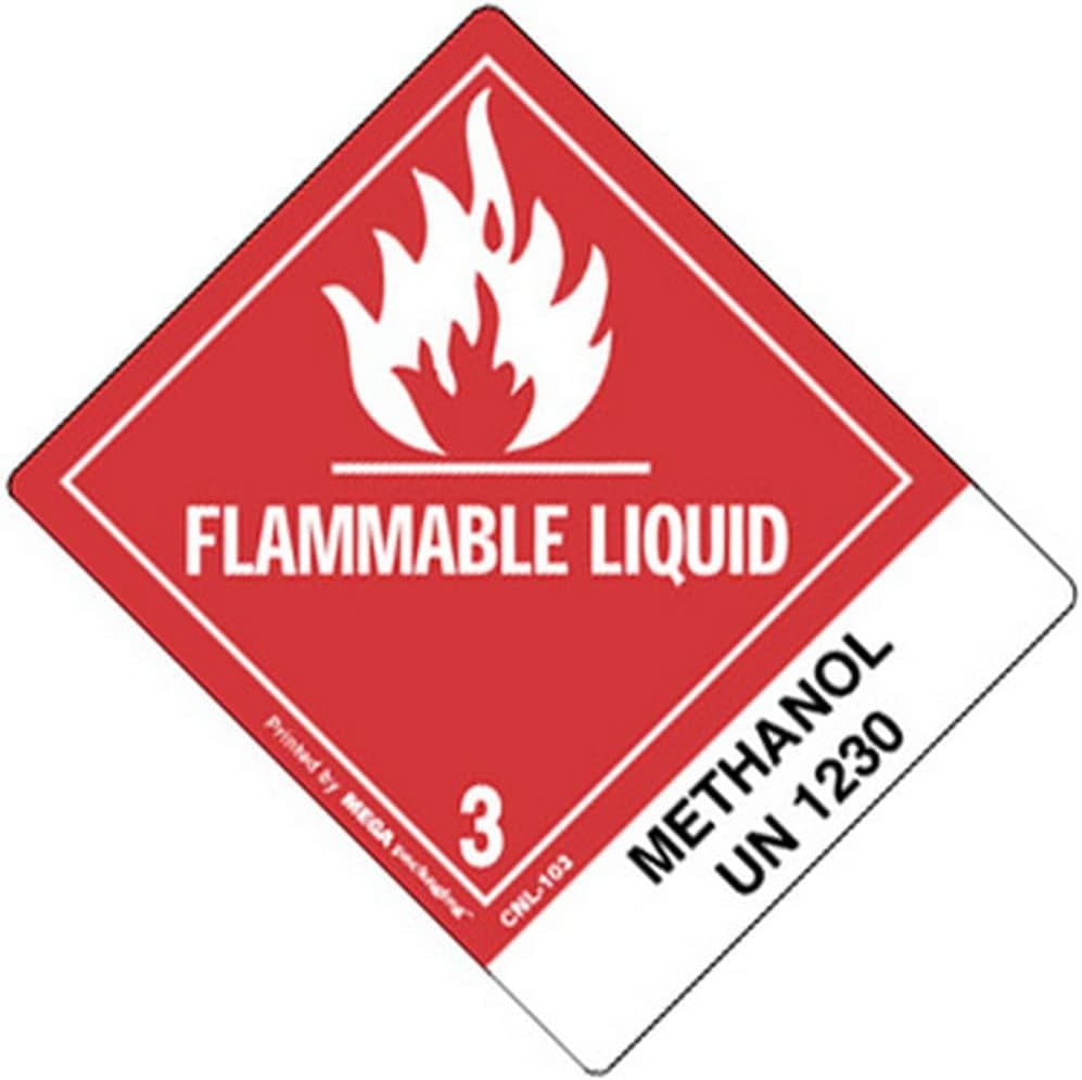 4" x 4-3/4" Flammable Liquid - Methanol UN1230 Labels (500 per Roll ...
