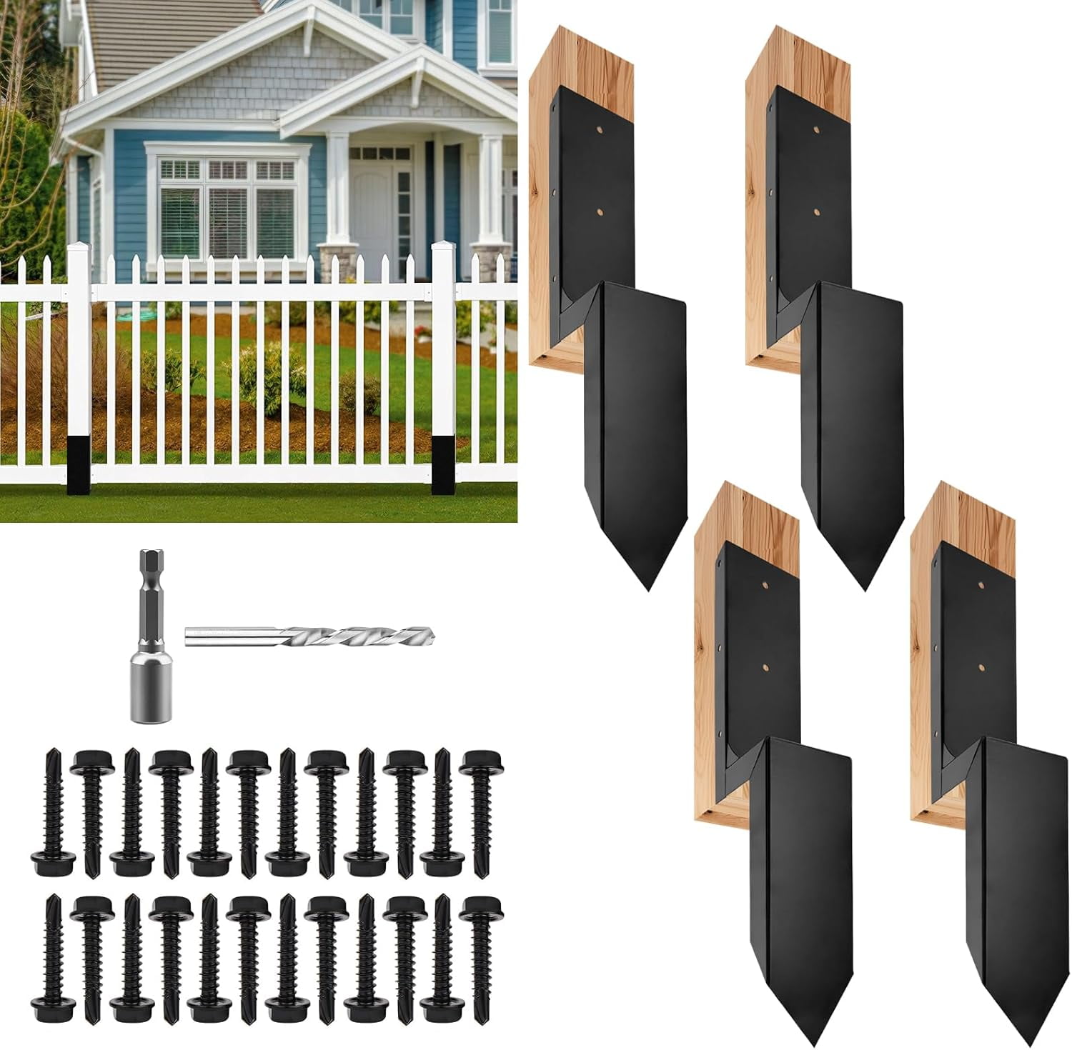 4" x 4" (Actual 3.6" x 3.6") Fence Post Repair Kit, Fence Post Ground ...