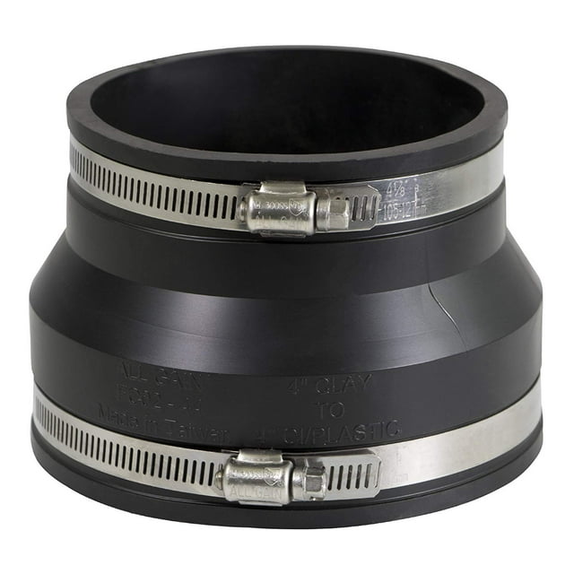 4 x 4 Flexible Coupling 4 Cast Iron/Pvc x Clay 4 with Stainless Steel ...