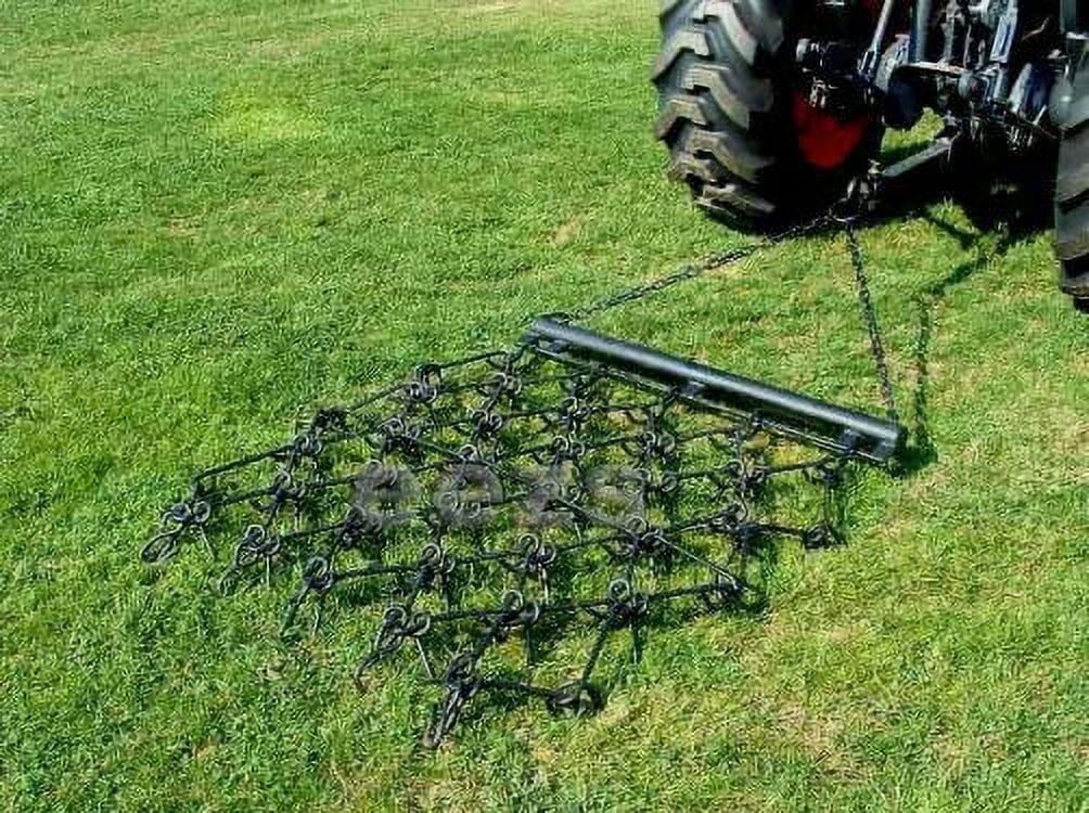 4'x4' Drag Chain Harrow - Multi Action, ATV Hitch- 90"L, 1/2" Tines ...
