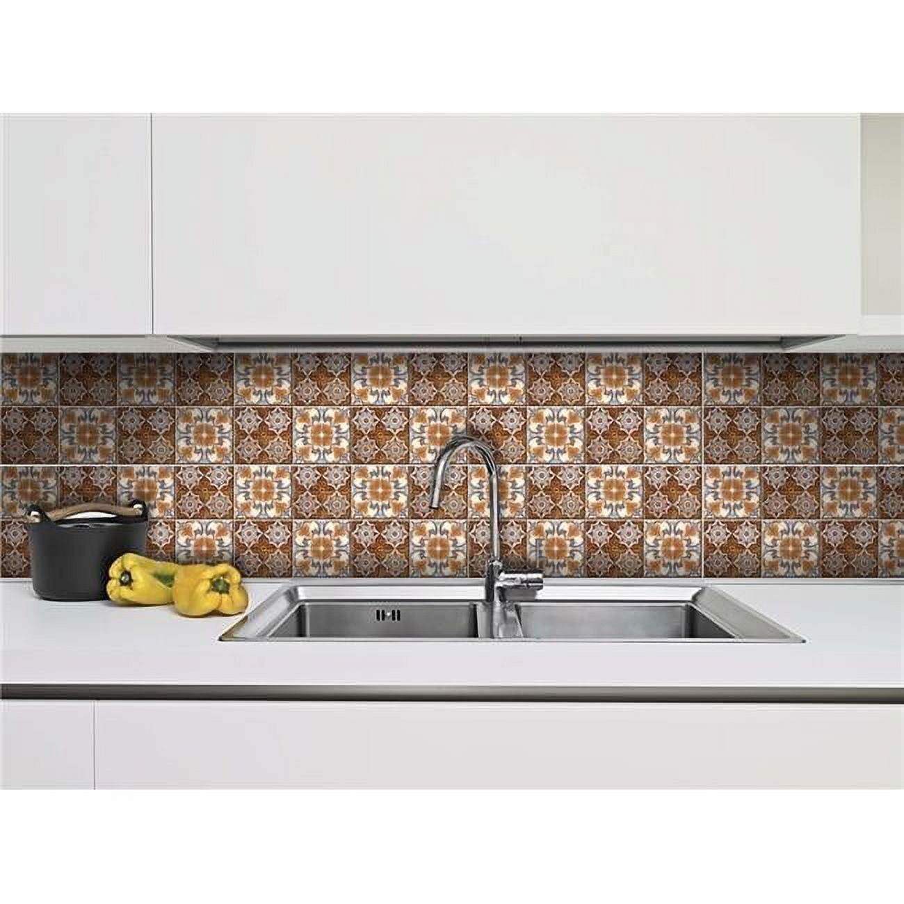 4 x 4 in. Bella Brown Terra Peel & Stick Removable Tiles - Walmart.com