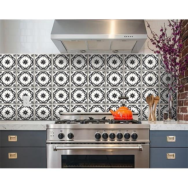 4 x 4 in. Black & White Rolla Peel & Stick Removable Tiles - Walmart.com