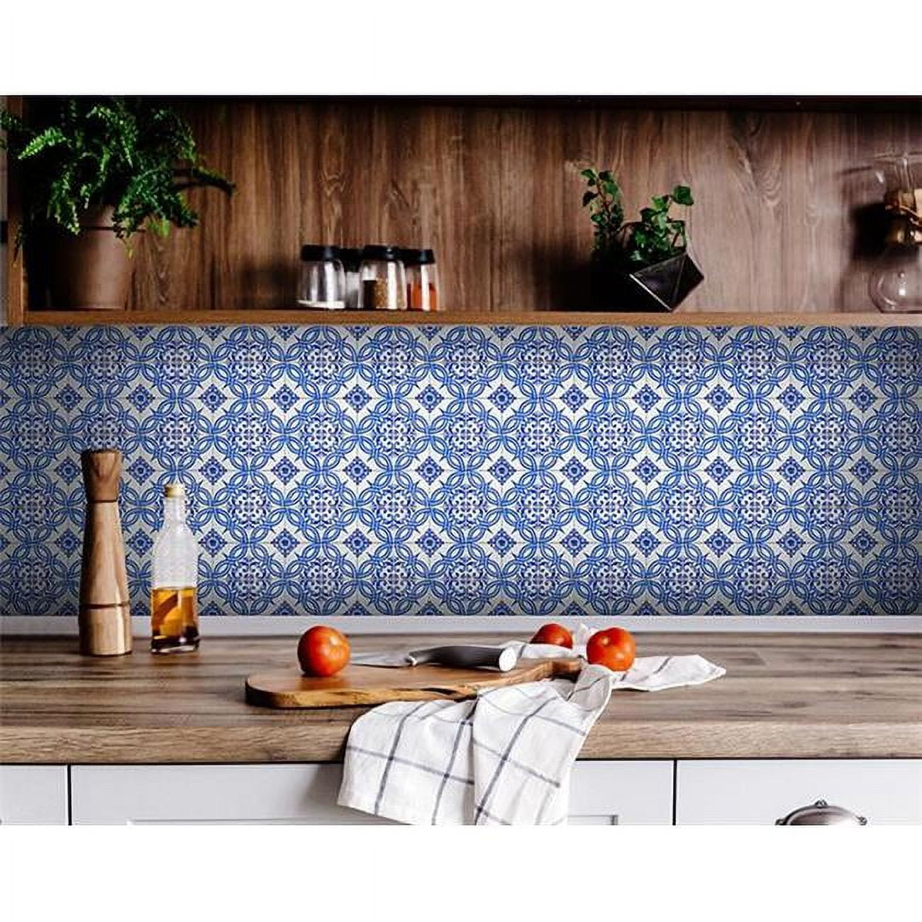 4 x 4 in. Blue & White Valencia Peel & Stick Tiles - Walmart.com