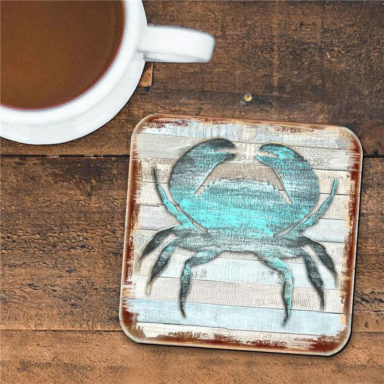 4 x 4 in. Crab Coastal Wooden Cork Coasters Gift - Set of 4 - Walmart.com