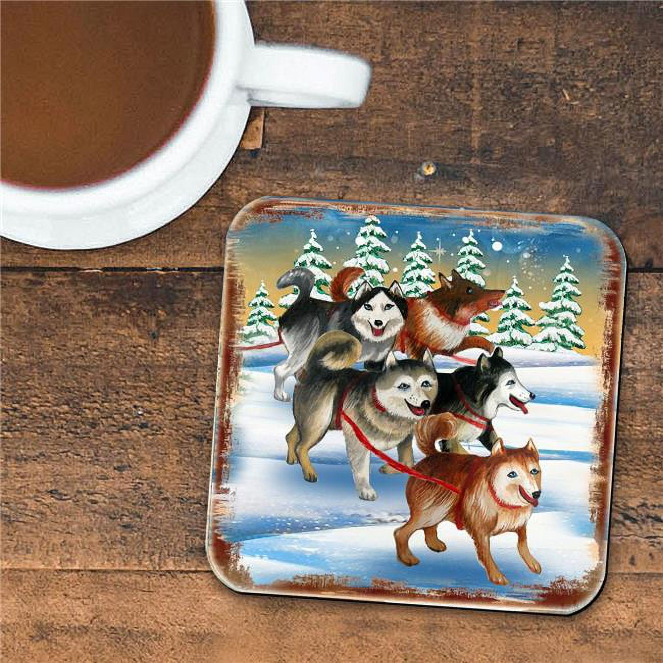 4 x 4 in. Huskies Wooden Cork Coasters Gift - Set of 4 - Walmart.com