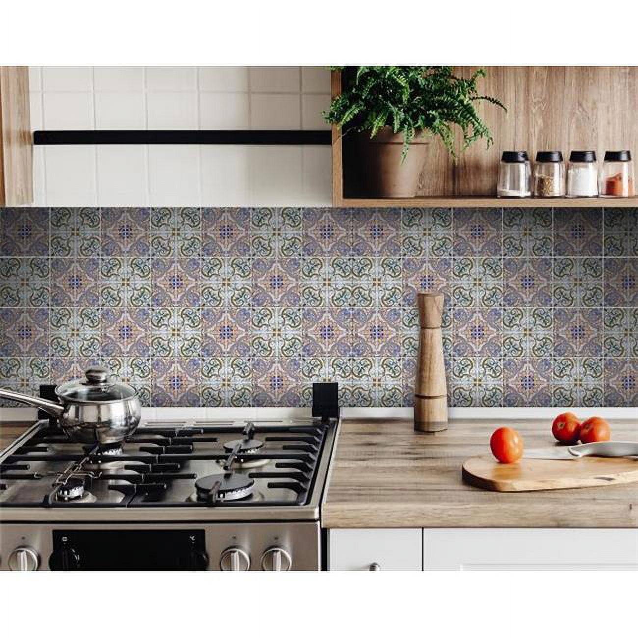 4 x 4 in. Muted Pastel Kyla Green Peel & Stick Tiles - Walmart.com