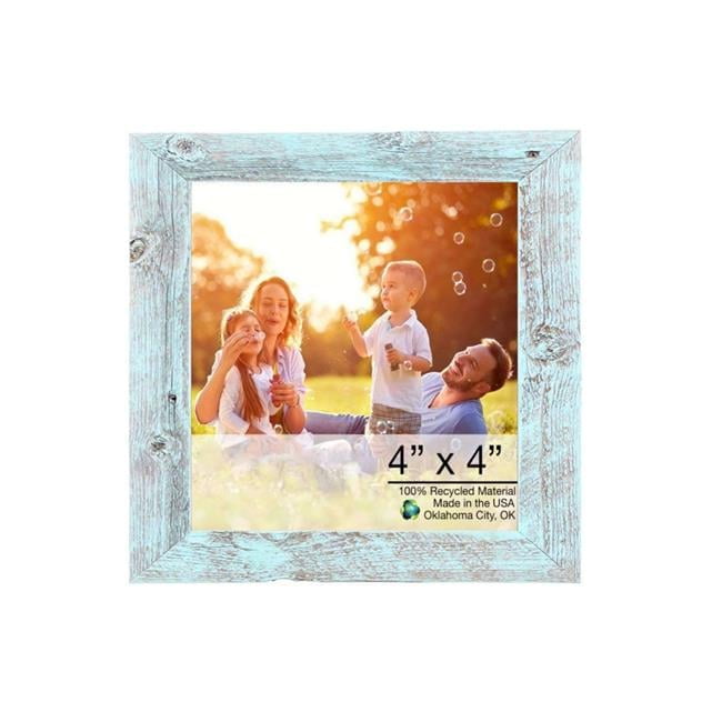 4 x 4 in. Rustic Farmhouse Light Aqua Blue Wood Picture Frame - Walmart.com