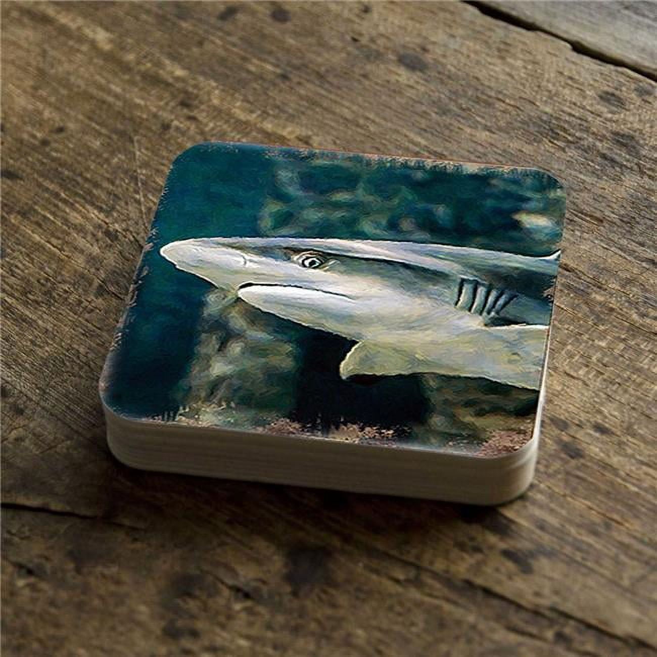 4 x 4 in. Shark Coastal Wooden Cork Coasters Gift - Set of 4 - Walmart.com