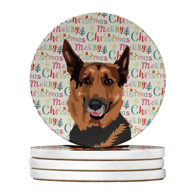 4 x 4 in. Unisex German Shepherd Red Sable Christmas Large Sandstone ...
