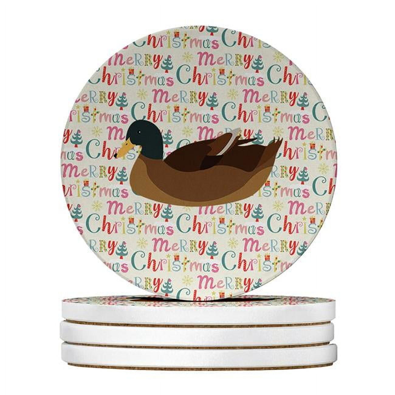 4 x 4 in. Unisex Khaki Campbell Duck Christmas Large Sandstone Coasters ...