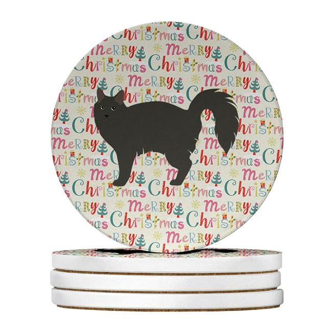 4 x 4 in. Unisex Nebelung No.3 Cat Christmas Large Sandstone Coasters ...