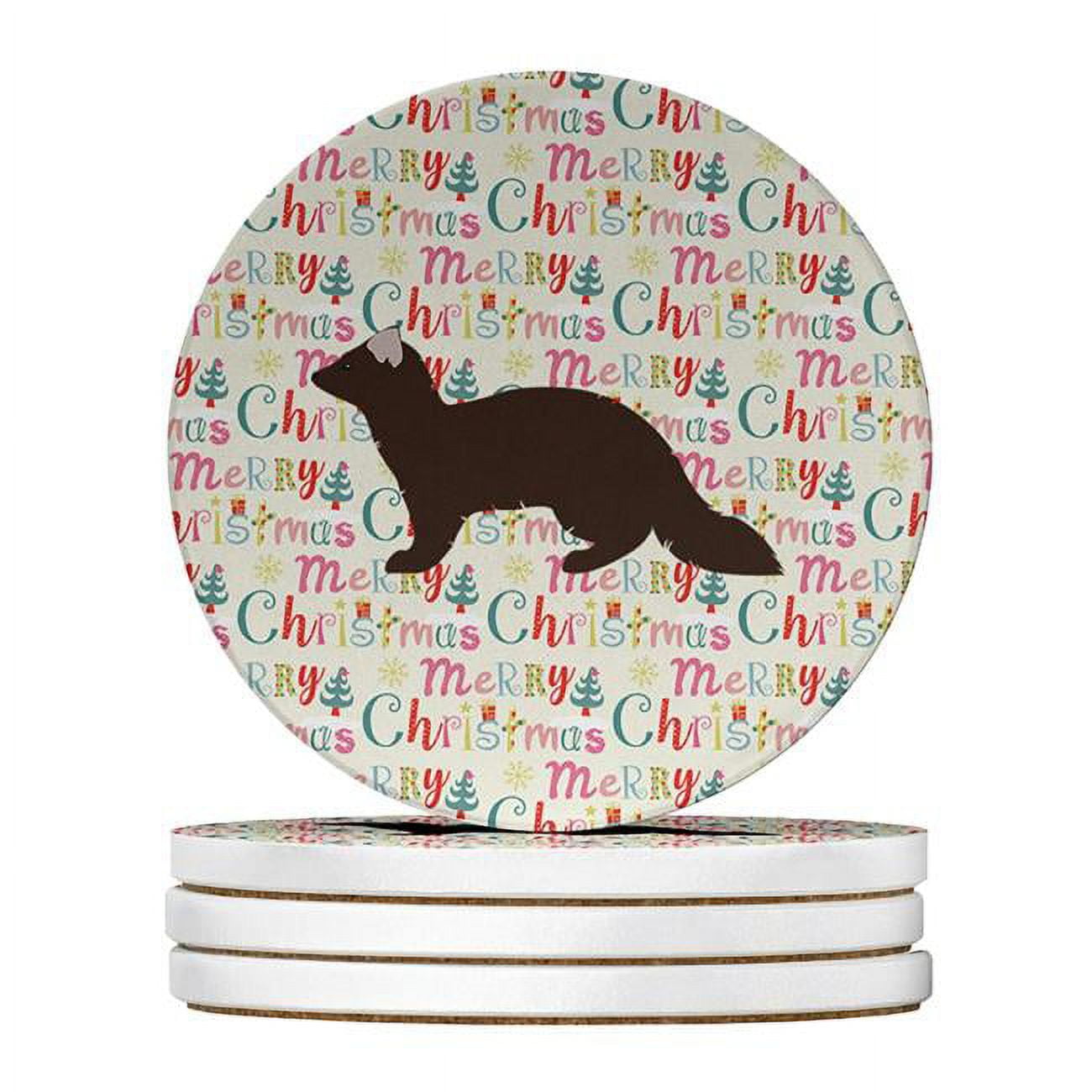 4 x 4 in. Unisex Sable Marten Christmas Large Sandstone Coasters - Pack ...