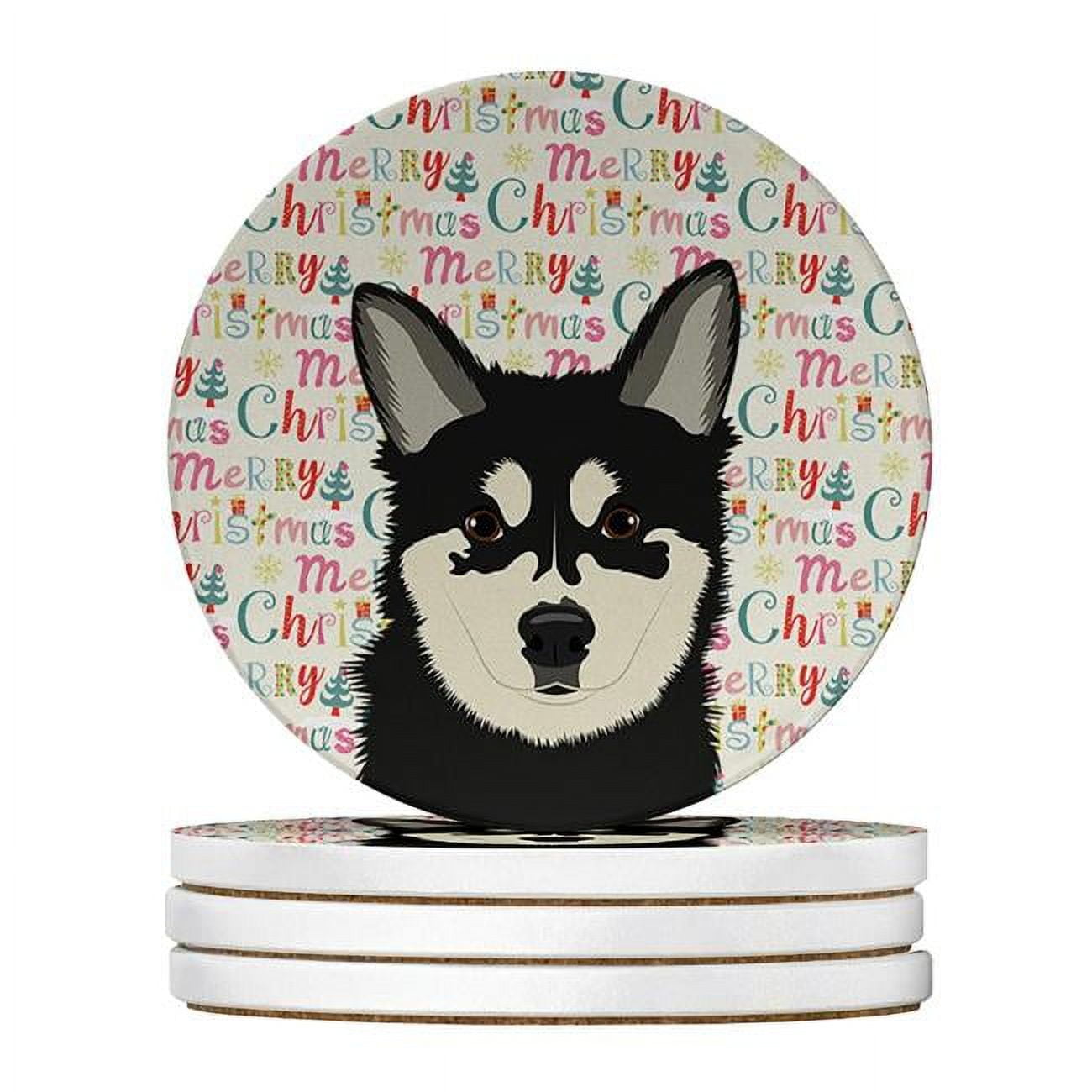 4 x 4 in. Unisex Shiba Inu Husky Mix Christmas Large Sandstone Coasters ...
