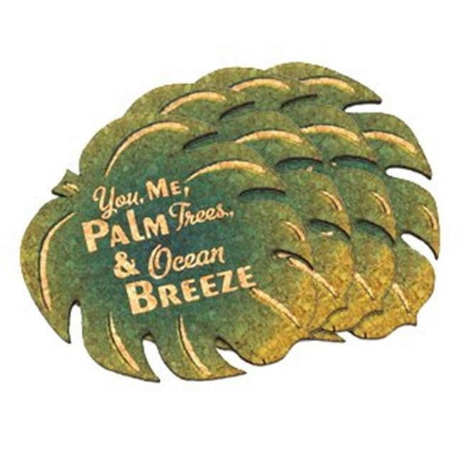 4 x 4 in. You Me Palm Trees Ocean Breeze Palm Leaf Cork Coaster Wedding ...