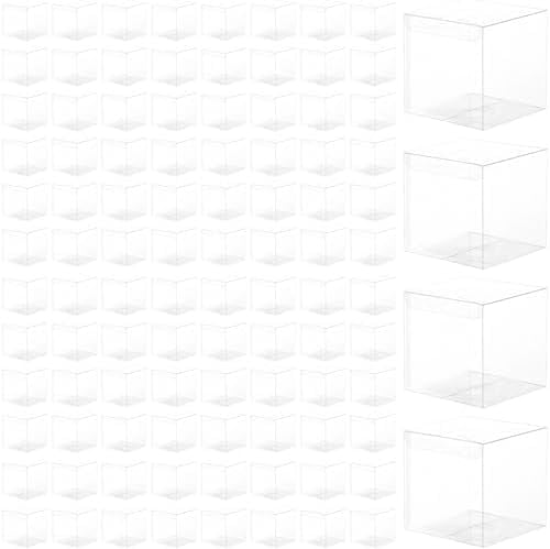 4 x 4 x 4 Inches Clear Favor Boxes, 100PCS Party Favor Boxes, Small ...