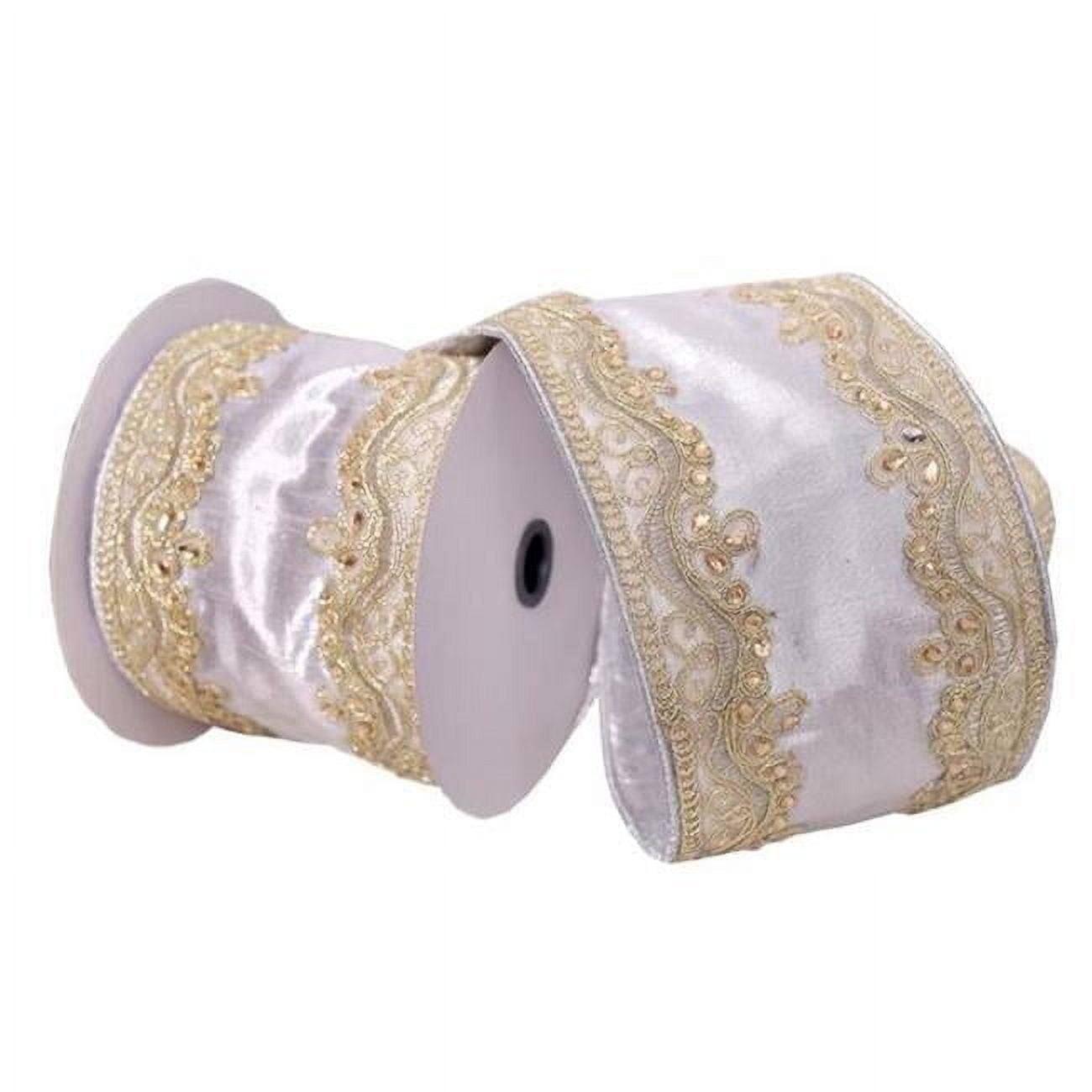 4 x 5 Yard Gold Floral Ribbon - Walmart.com