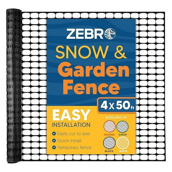4' x 50' Black Plastic Garden Fence Roll – Standard Duty Safety Netting ...