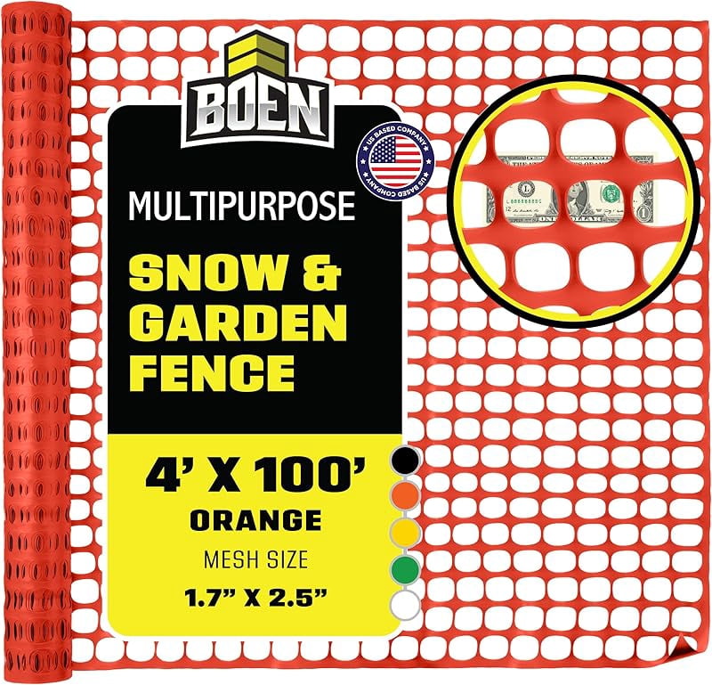 4' x 50' Orange Temporary Fencing, Mesh Snow Fence, Plastic, Safety ...