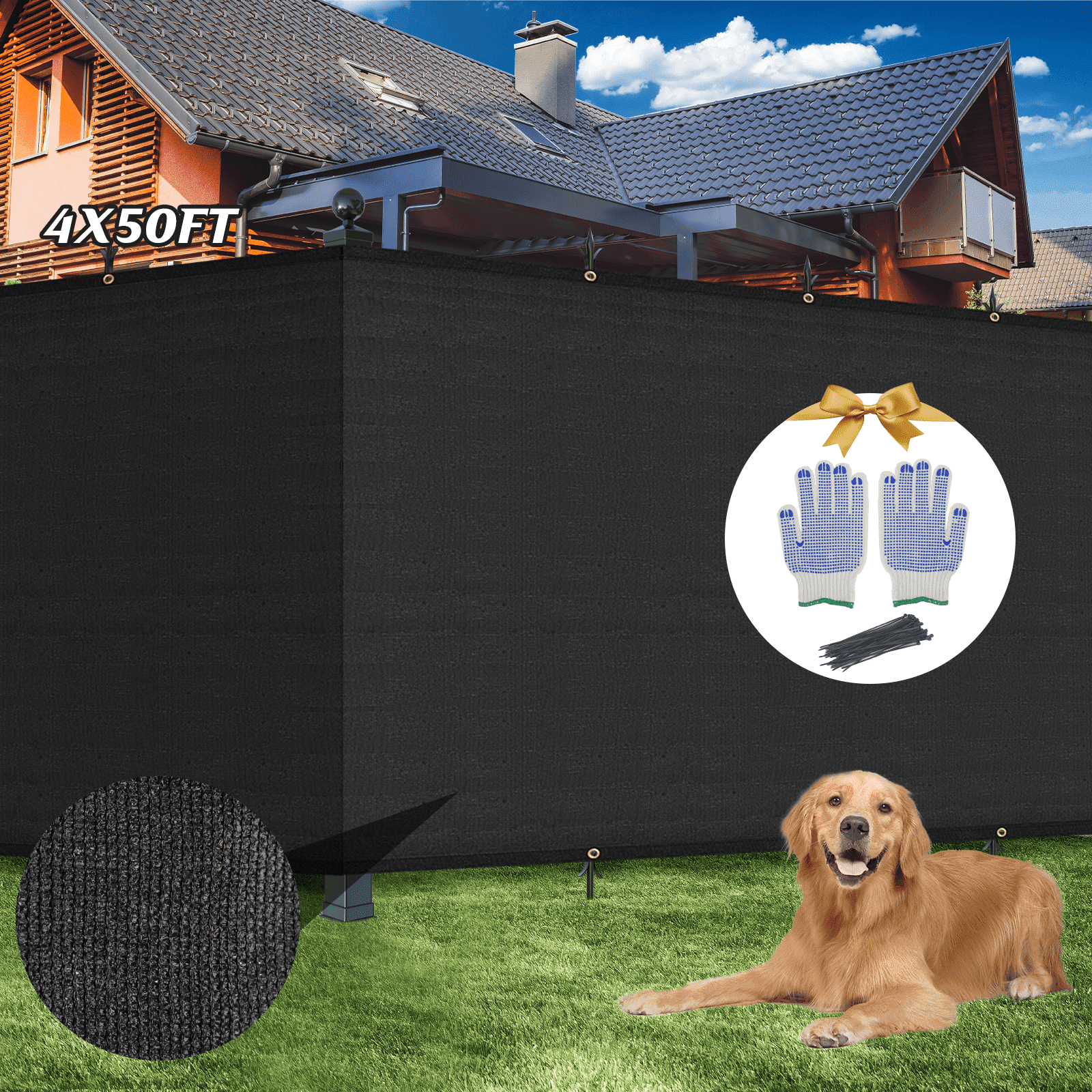 4' x 50' Privacy Screen Fence 180 GSM Heavy Duty 90% Blockage ...