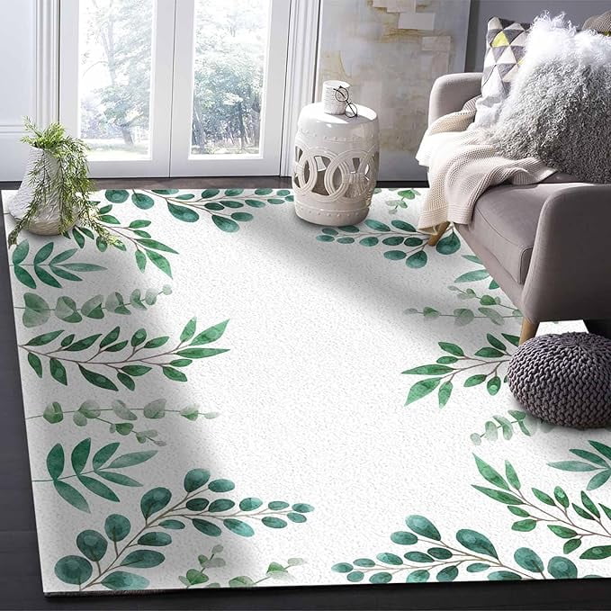 4 x 5ft Green Leaves Area Rug For Living Room, Kids Teen Girls Boys ...