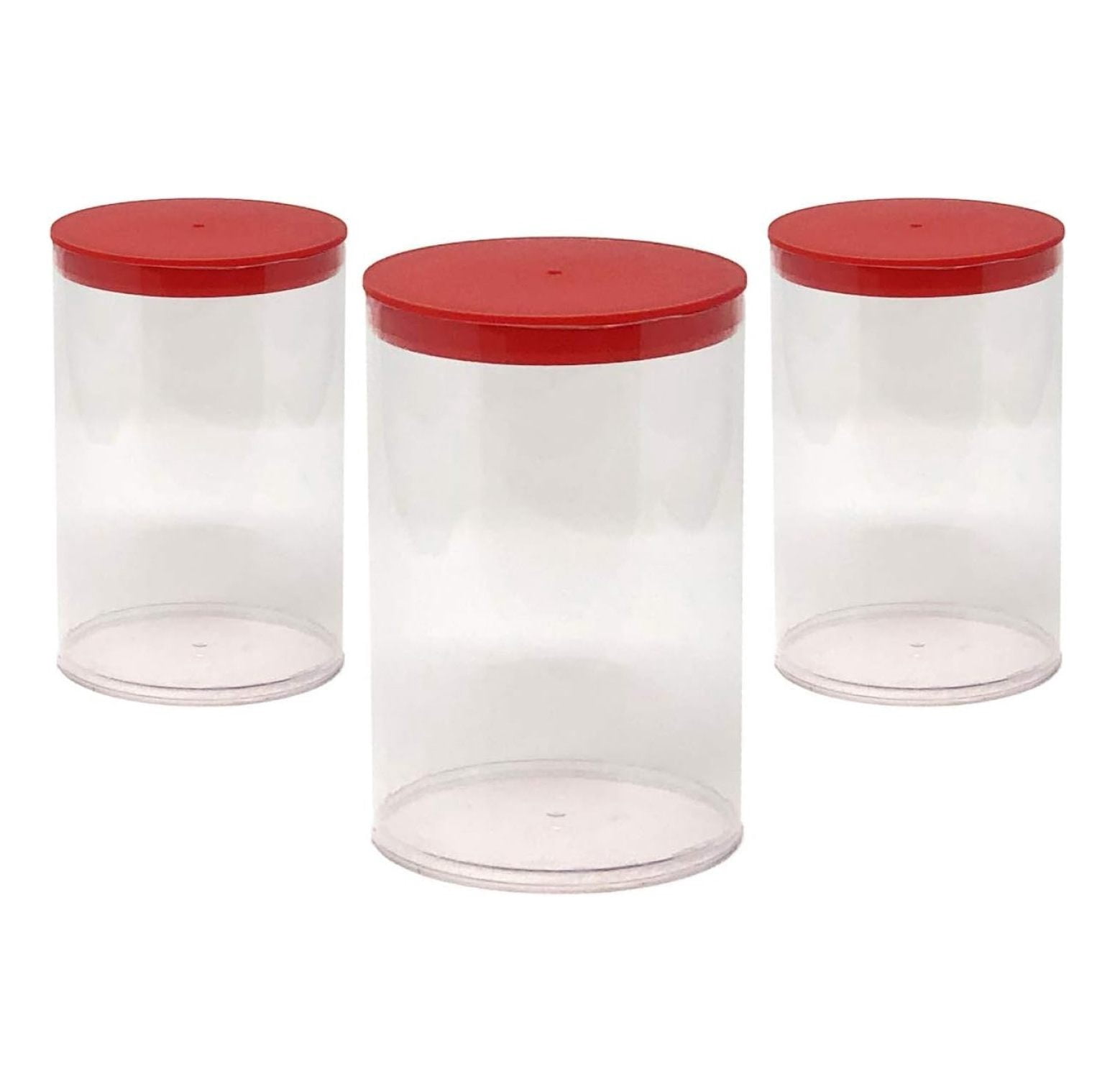- 4" x 6.25" Transparent Clear Plastic (PETG) Storage Tubes with Red ...