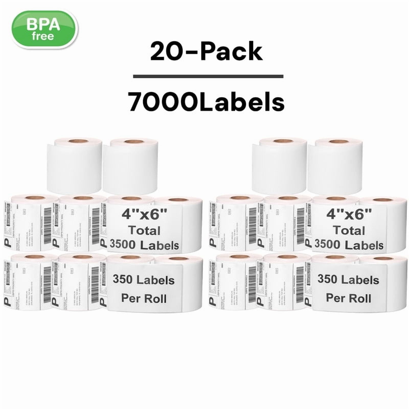 4" x 6" Blank Thermal Shipping Labels, 20 Rolls of 350 Labels Each, for ...