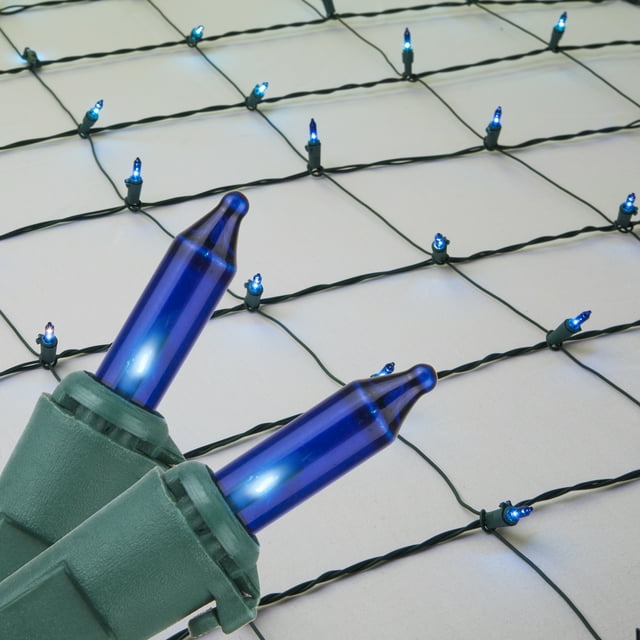 4' x 6' Blue Christmas Net Lights, 150 Lamps on Green Wire - Walmart.com