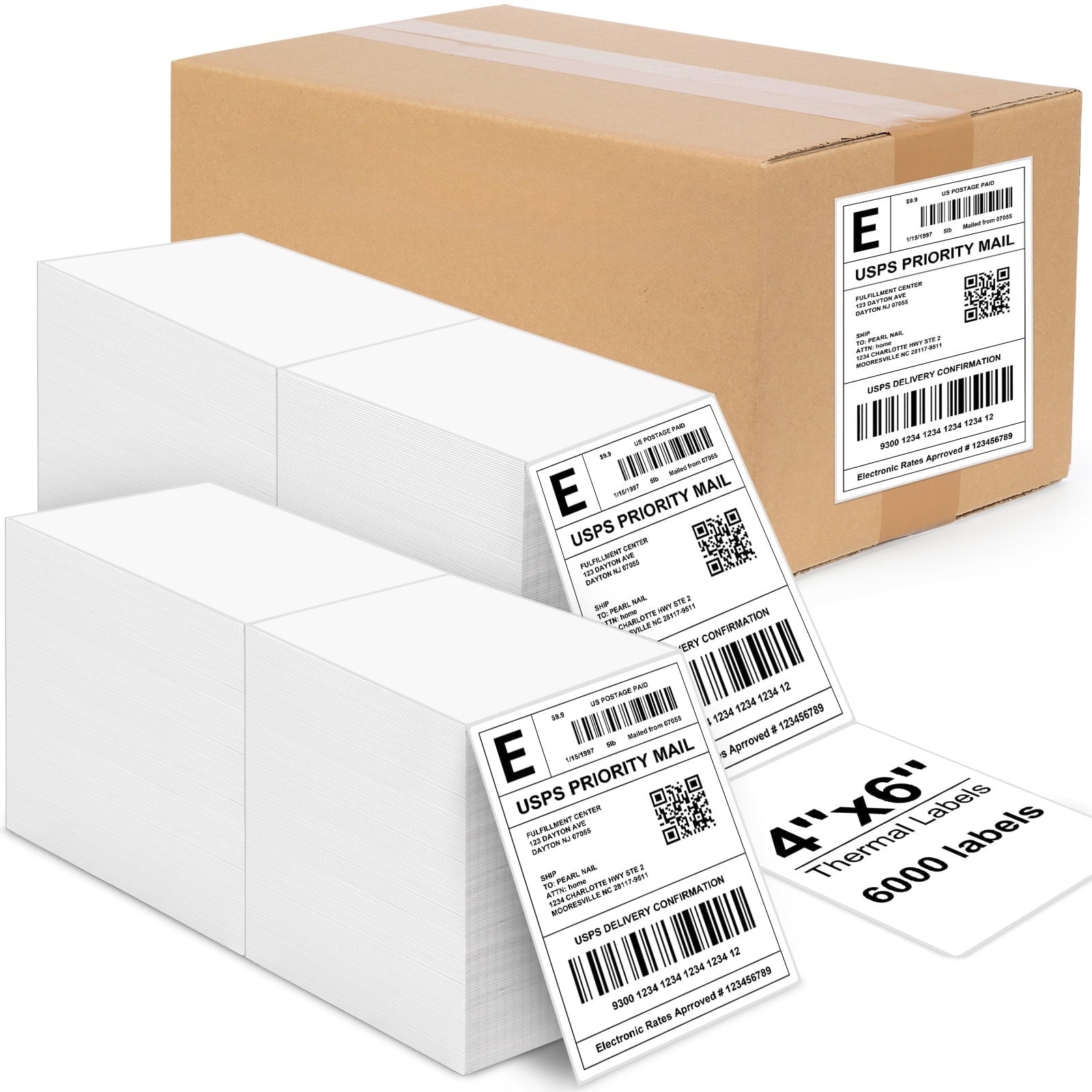4 x 6 Direct Thermal Labels（6000 Labels）FanFold Perforated Labels ...