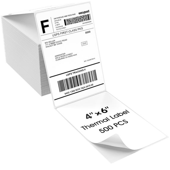 4 x 6 Inches Direct Thermal Fanfold Labels 500 Per Pack, for Shipping ...