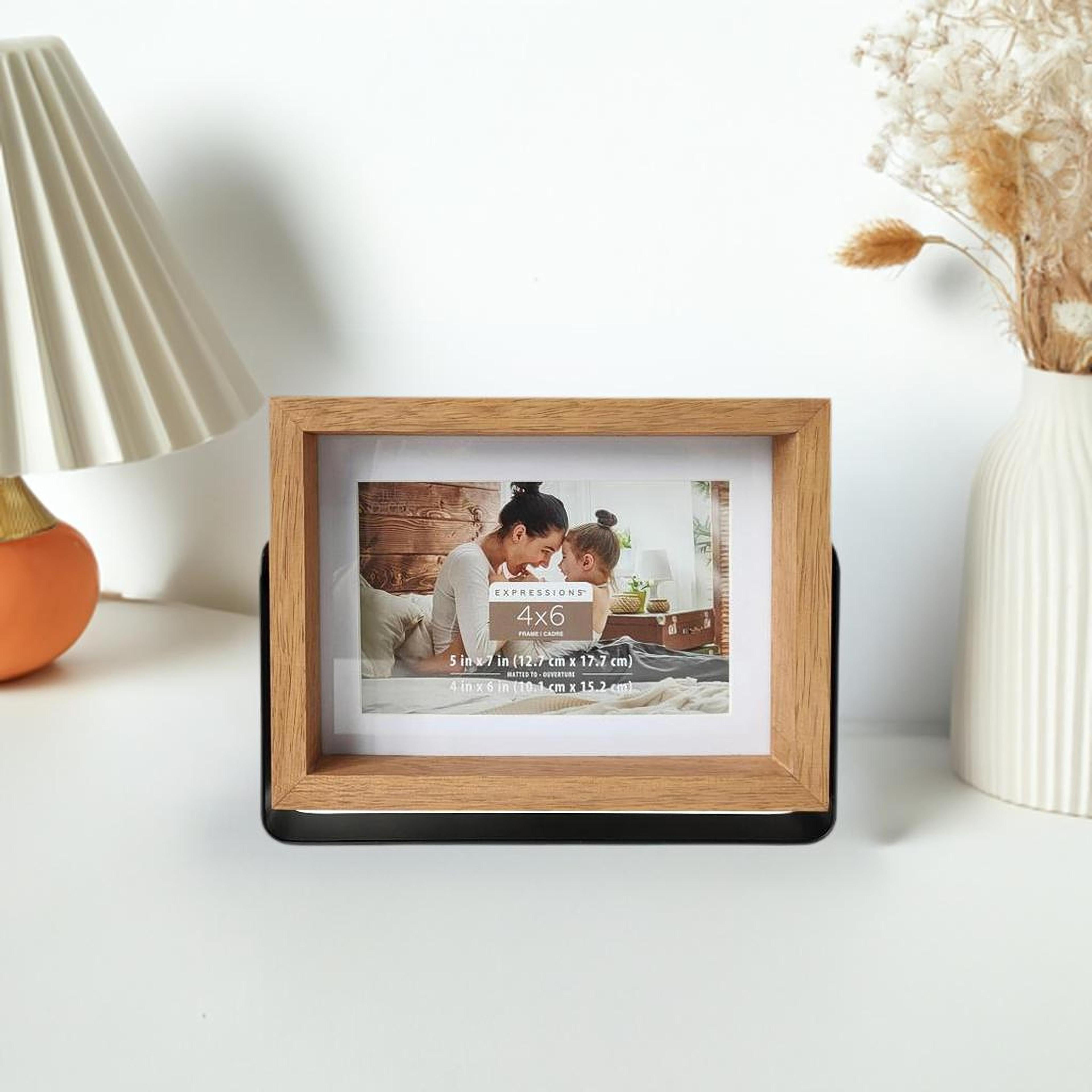 4" x 6" Natural Wood Expressions Picture Frame with Mat in Metal Swing ...