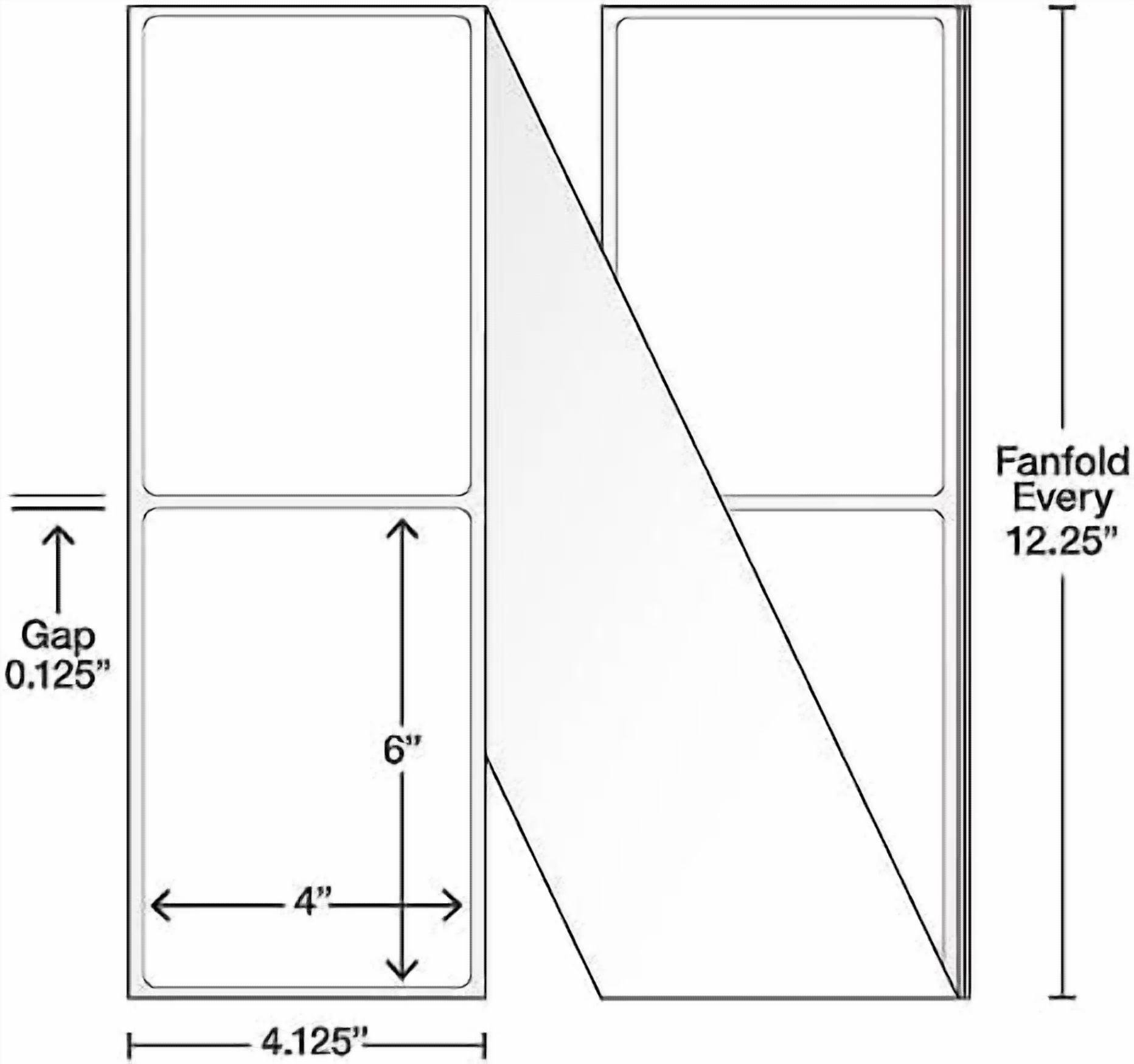 4" x 6" Thermal Labels, 1 Jumbo Stack of 2,000 Fanfold Labels, Direct ...