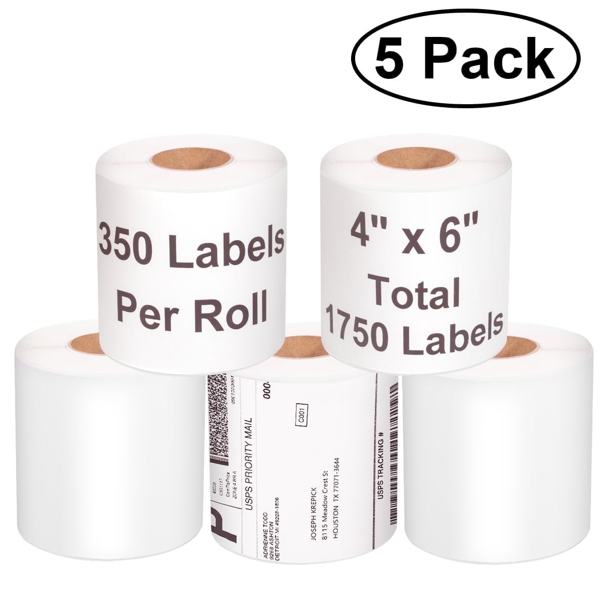 4" x 6" Thermal Shipping Labels, 1750 Blank Self Adhesive Labels 350 ...