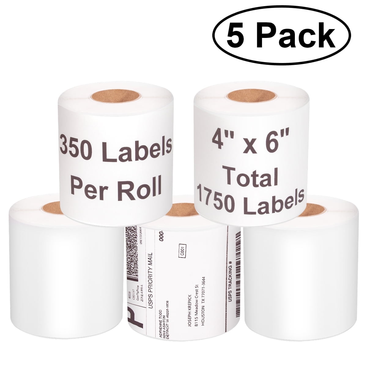 4" x 6" Thermal Shipping Labels,1750 Blank Self-Adhesive Labels, 350 ...