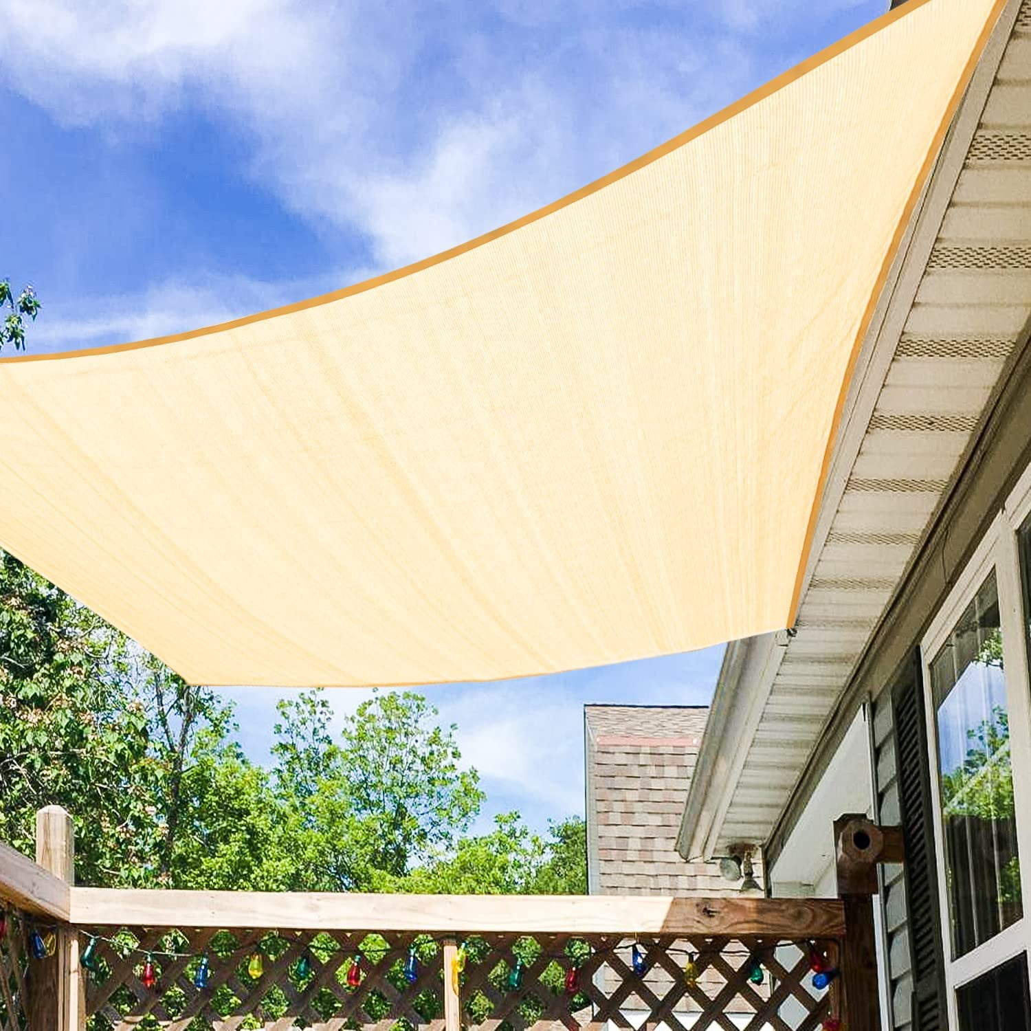 **4' x 6' curved rectangle sun shade sails canopy, cream outdoor shade ...