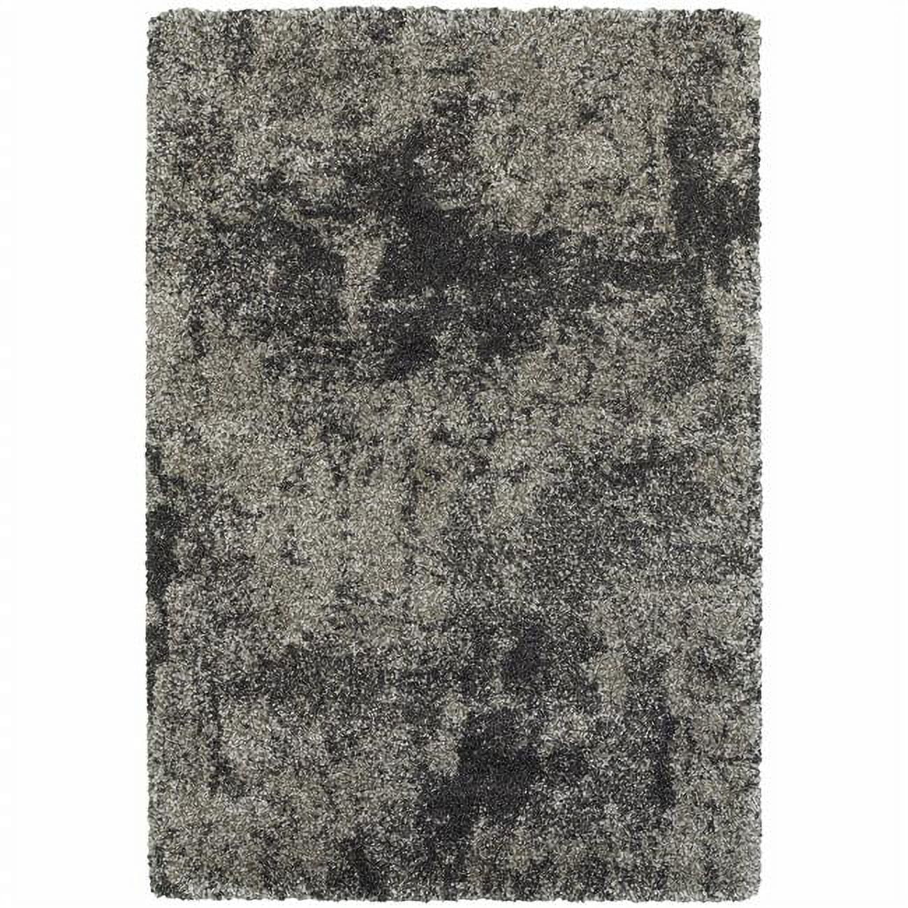4 x 6 ft. Abstract Shag Power Loom Stain Resistant Area Rug - Charcoal ...