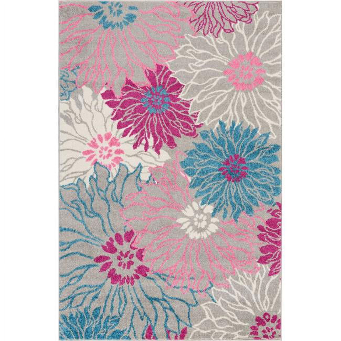 4 x 6 ft. Gray & Pink Tropical Flower Area Rug - Walmart.com