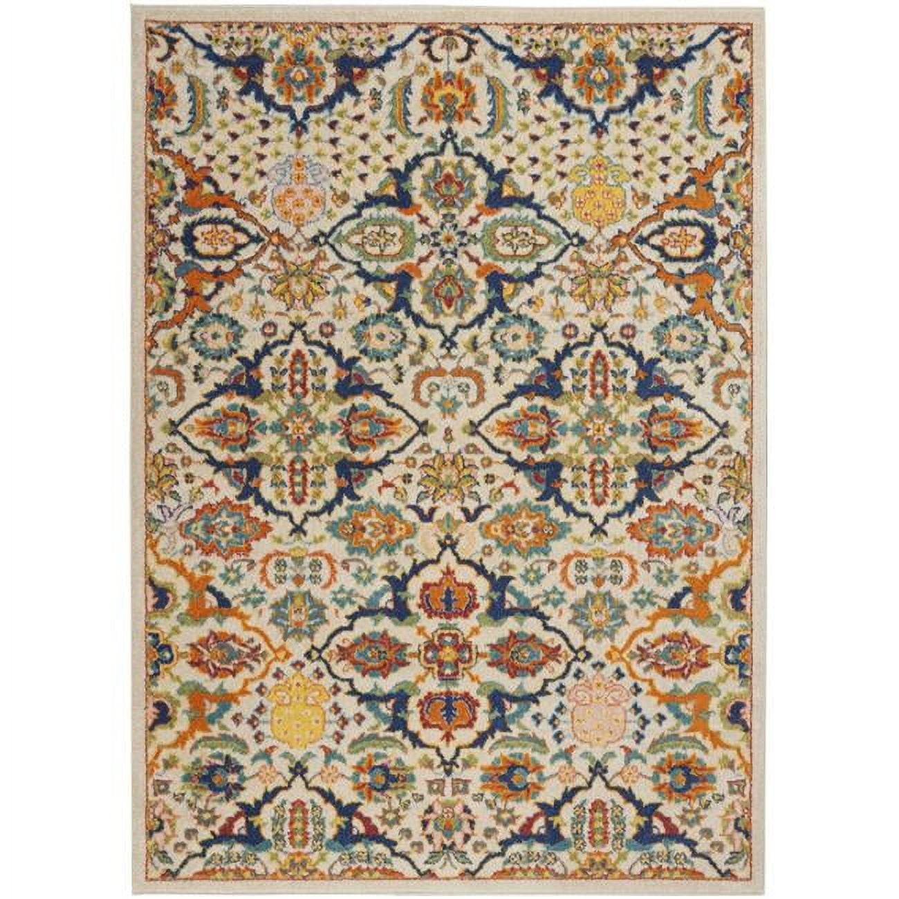 4 x 6 ft. Ivory Floral Power Loom Rectangle Area Rug - Ivory - 4 x 6 ft ...