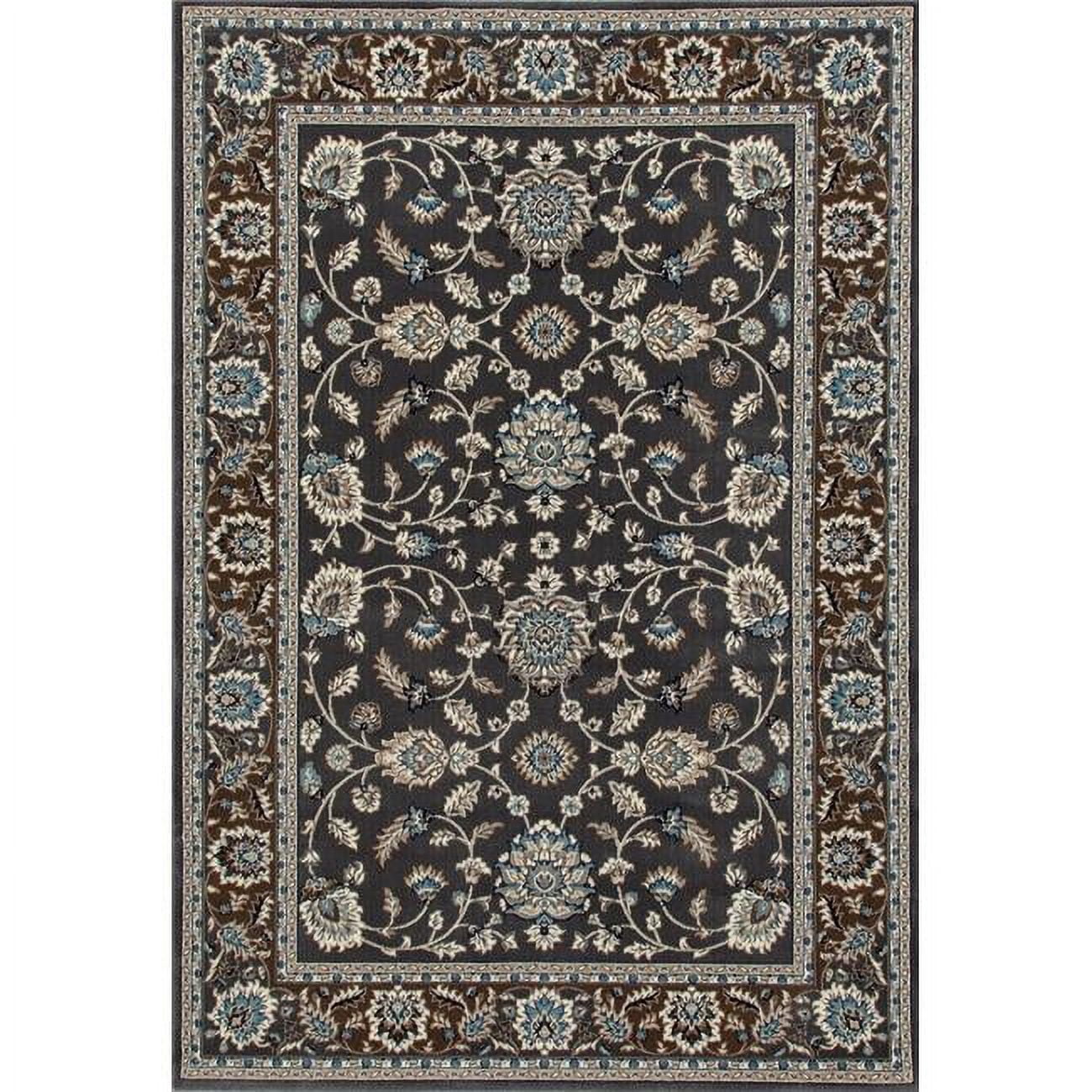 4 x 6 ft. Kensington Collection Jacobean Border Woven Area Rug, Gray ...