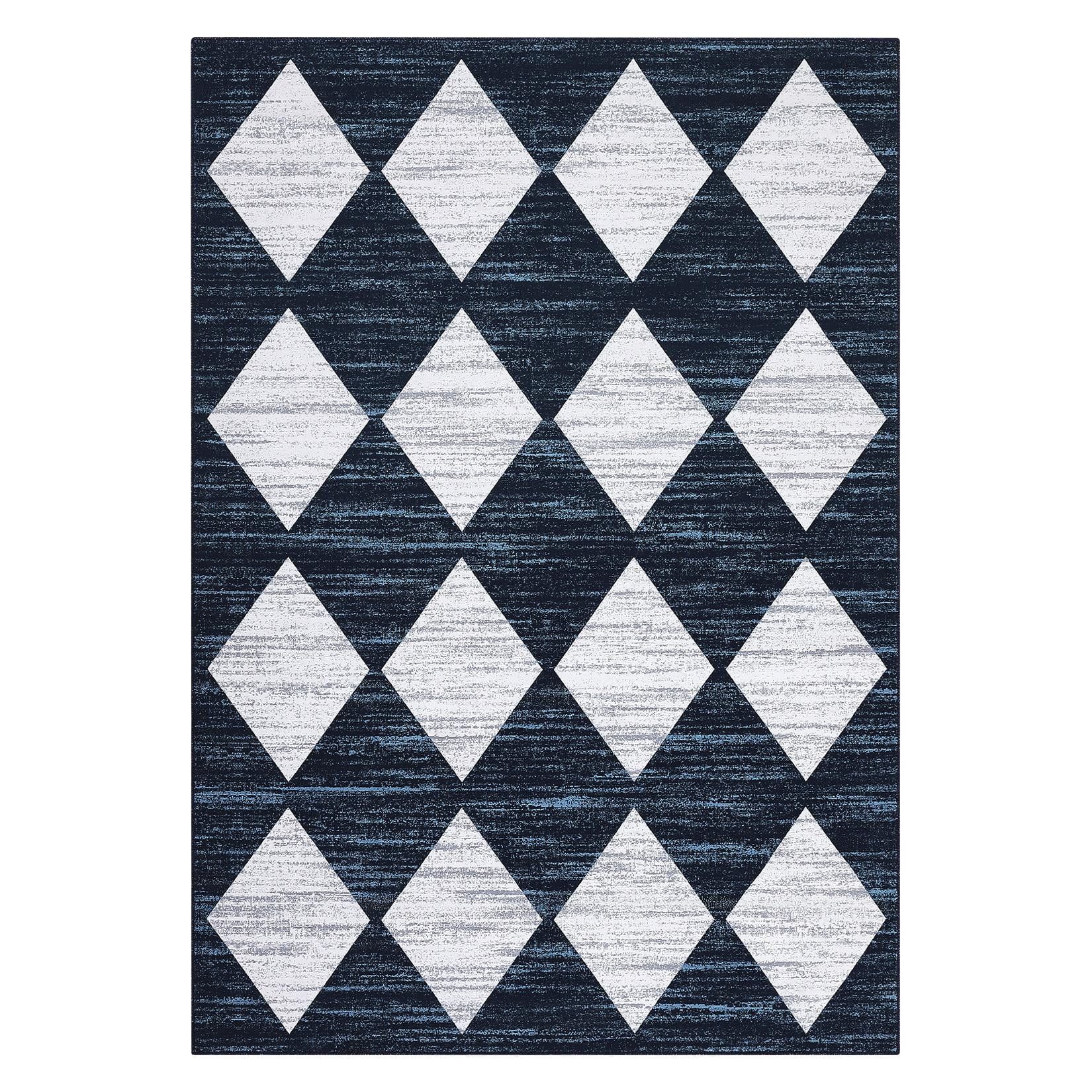 4 x 6 ft Polyester Dark Blue Rectangular Hallway Bathroom Entryway ...